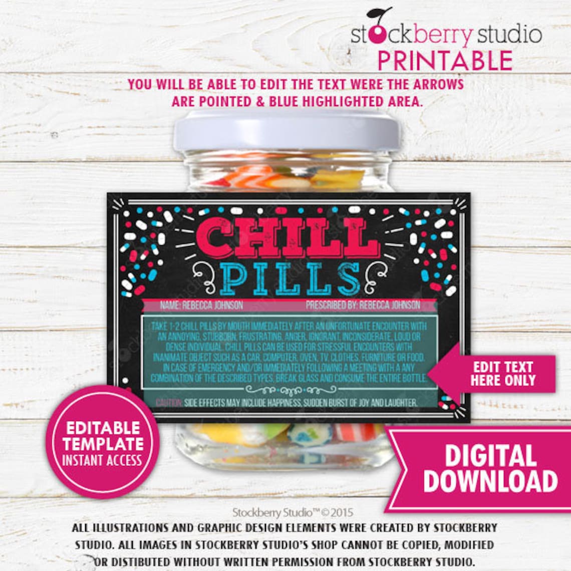 Chill Pill Label Printable Prescription Label Funny Office | Etsy