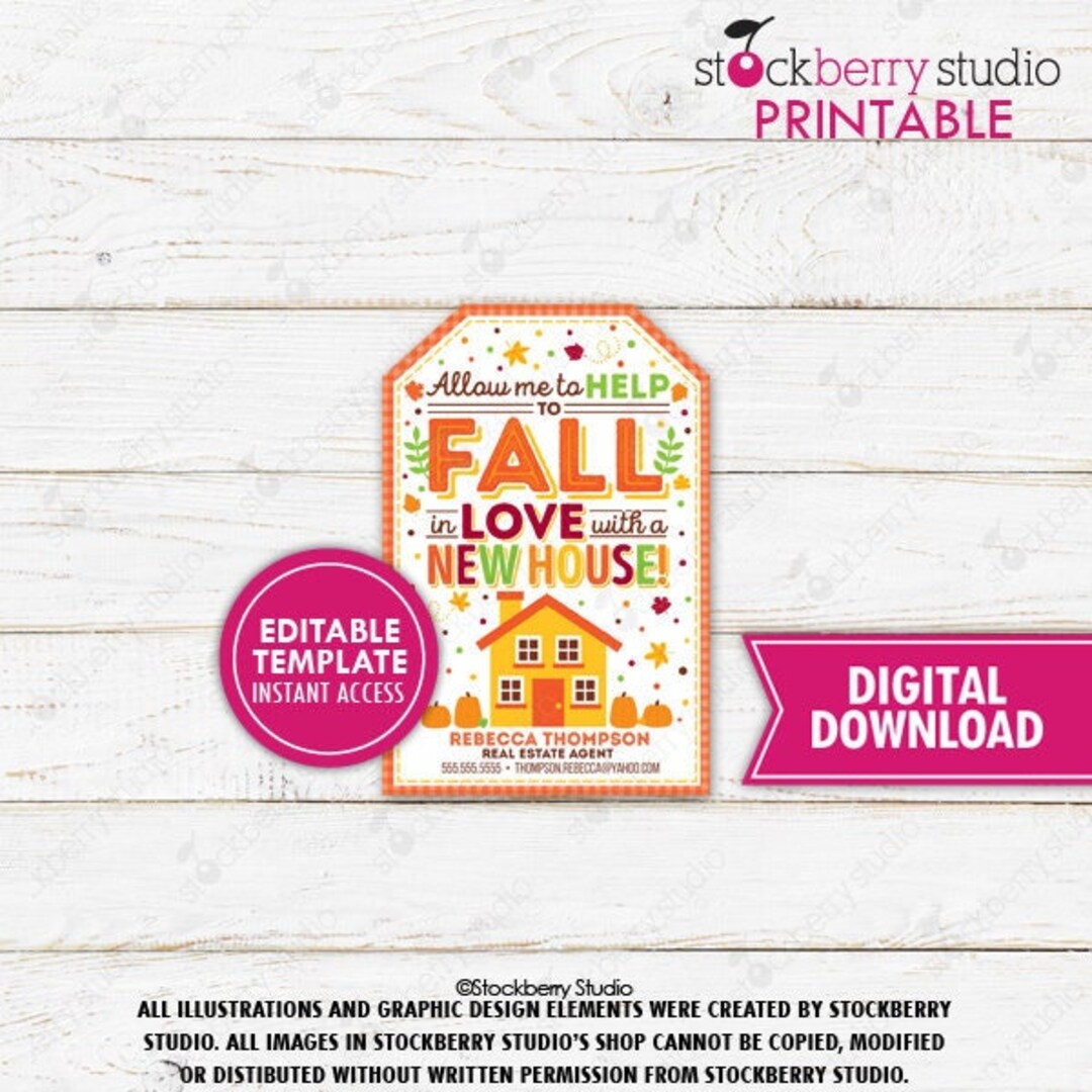 Fall Realtor Gift Tag Autumn Real Estate Marketing Pop by Referral ...