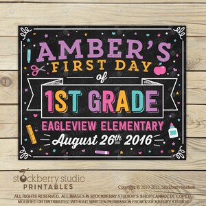 First Day of School Chalkboard Sign Printable Girl Princess 1st Day of ...