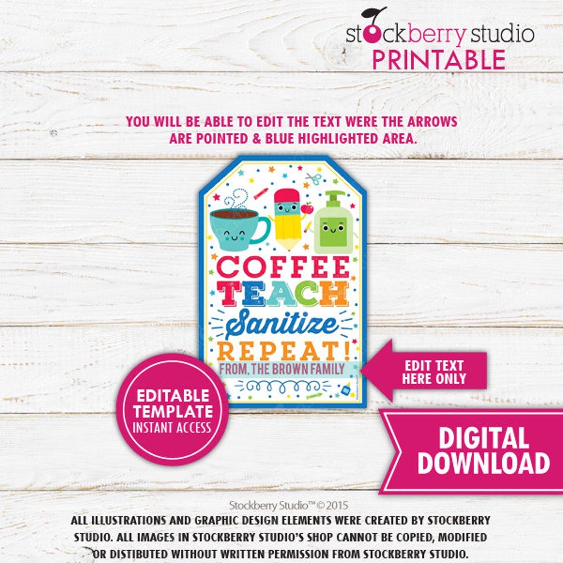 Back to School Teacher Gift Tag Editable Hand Sanitizer Soap | Etsy