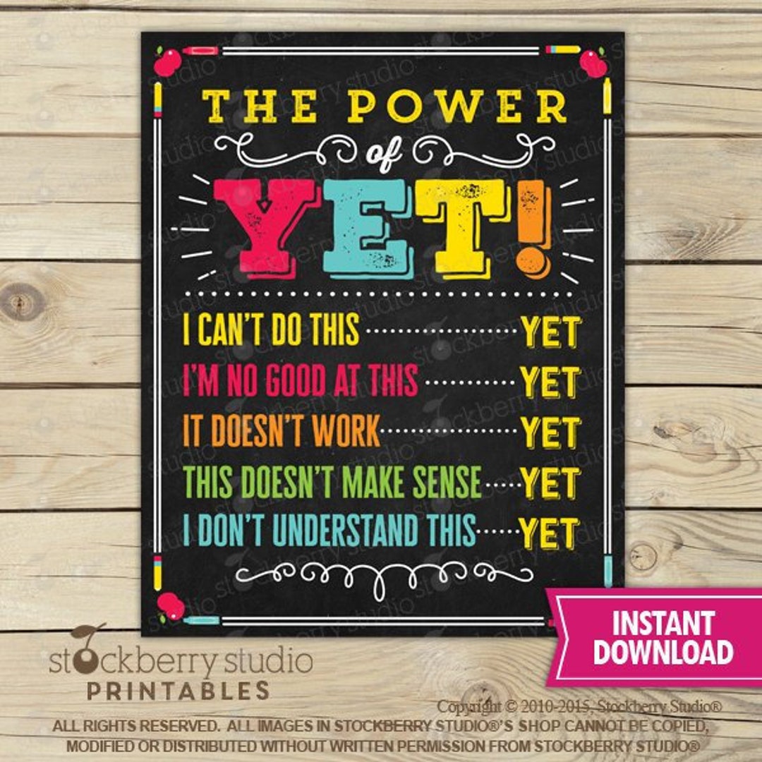 The Power of yet Poster Printable Motivational Wall Art Growth Mindset ...