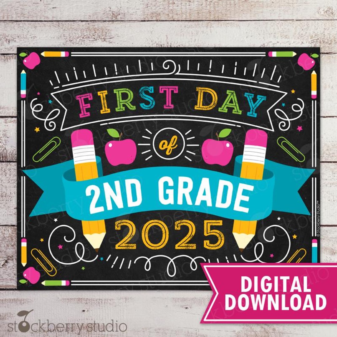 Girl First Day of 2nd Grade Sign Instant Download First Day of 2nd ...