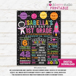 Space First Day of School Sign Printable Rocket Back to School Sign Boy ...