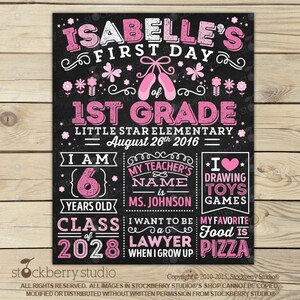 Girl 1st Day of School Sign - Last Day of School Chalkboard First Day ...
