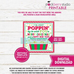 Christmas Popcorn Gift Tag Printable Poppin by Christmas Gift Tag ...