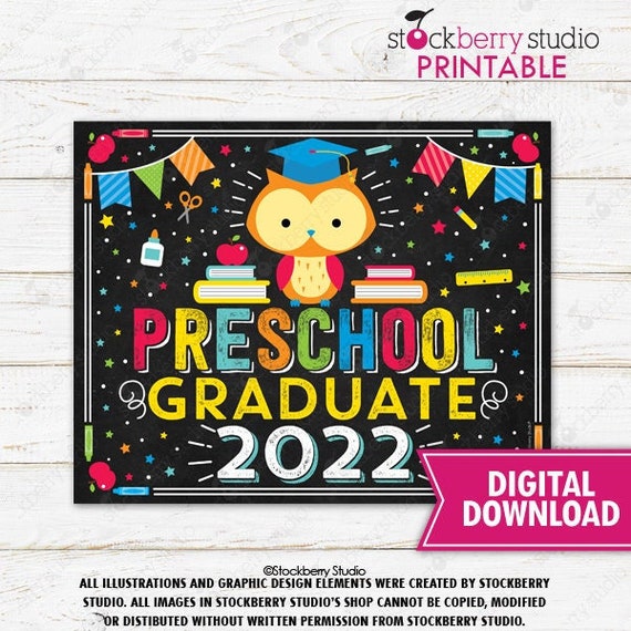 Owl Preschool Graduation Sign Printable Last Day of Preschool - Etsy