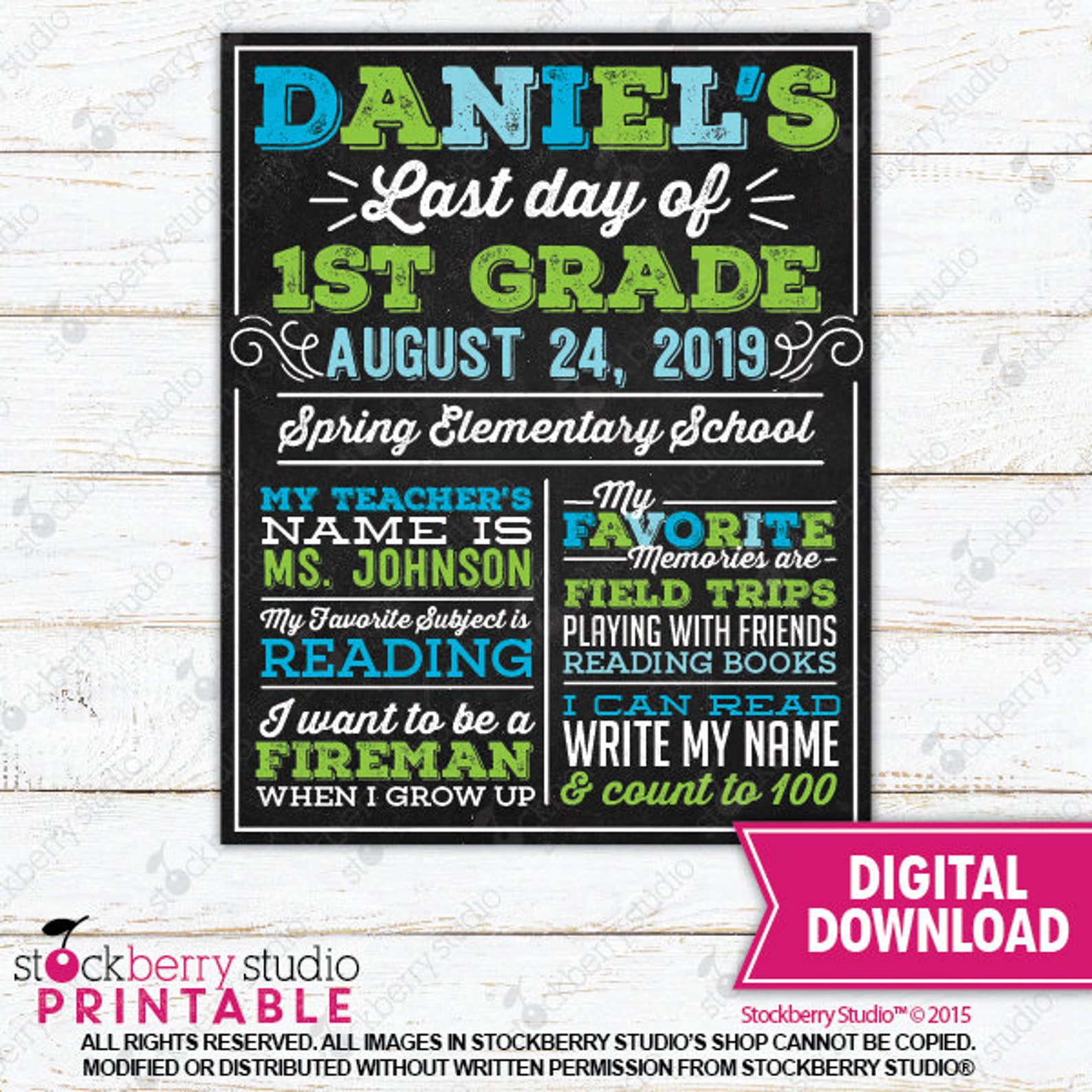 Last Day of School Chalkboard Sign Printable Last Day of School Sign ...