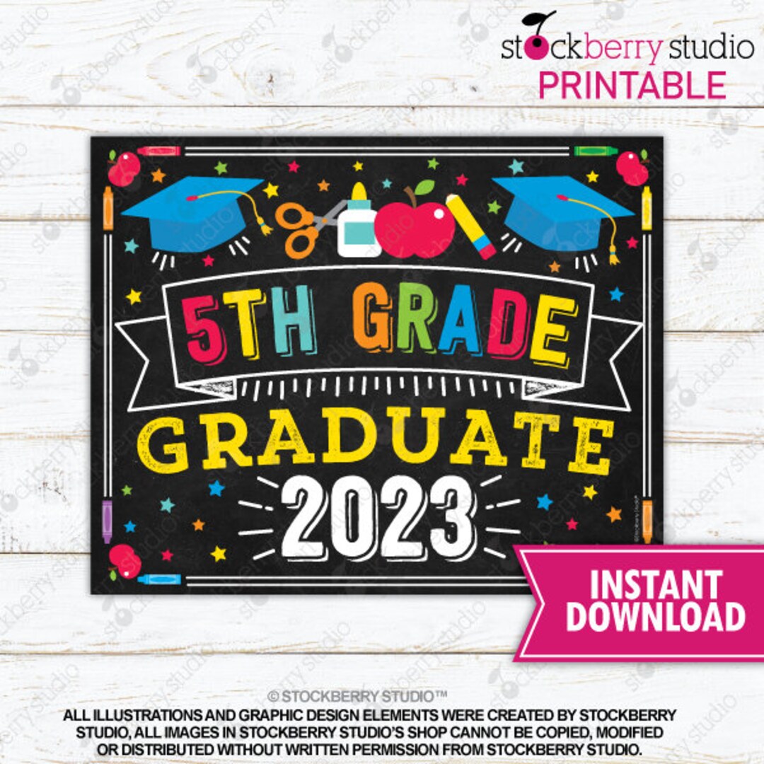 5th Grade Graduation Sign Printable Last Day of 5th Grade Sign - Etsy