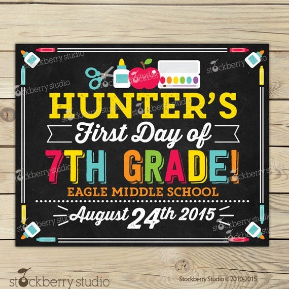 First Day of School Chalkboard Sign 7th Grade 1st Day of - Etsy