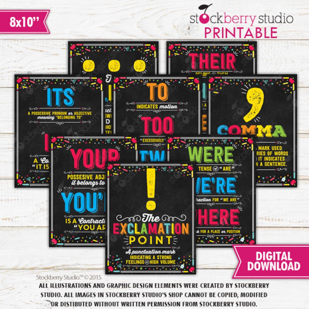 English Classroom Poster Grammar Punctuation Classroom Sign Their They ...
