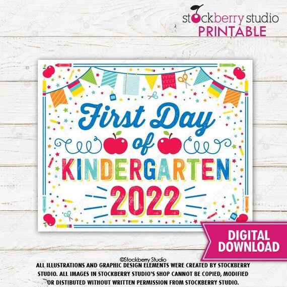 First Day of Kindergarten Sign Printable Back to School Poster - Etsy