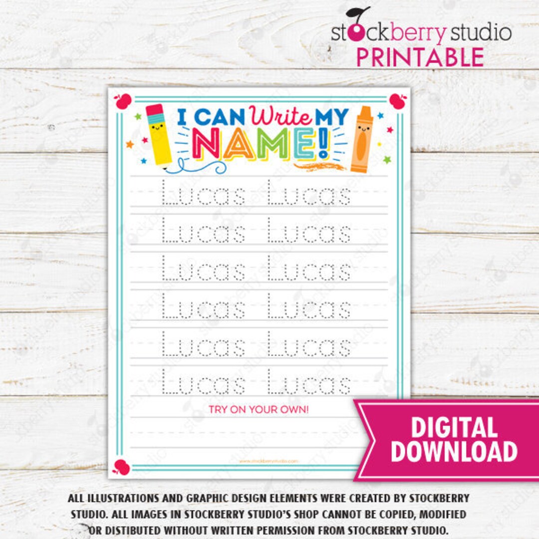 Name Writing Worksheet Printable Learning to Write Handwriting Practice ...