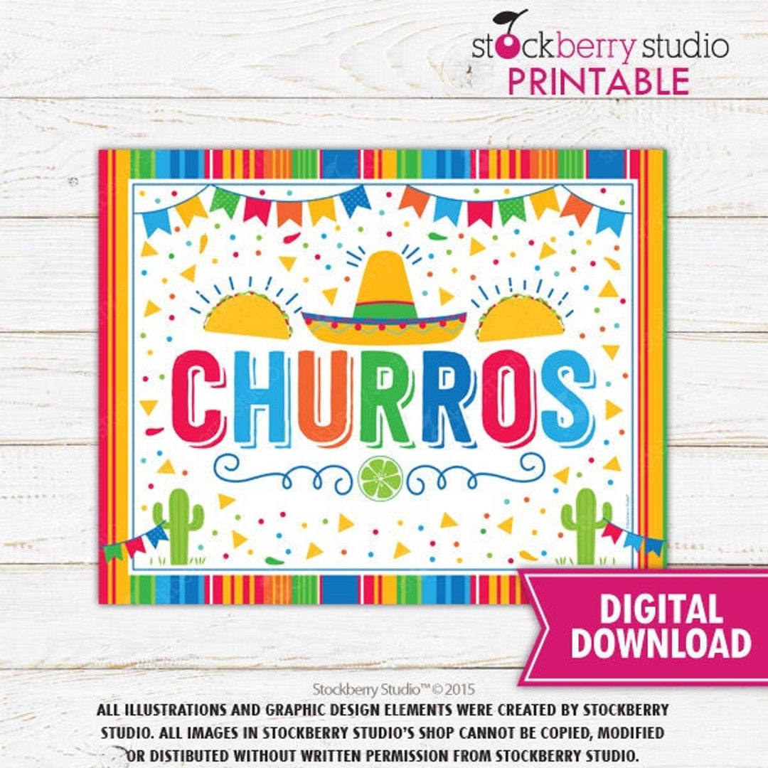 Churros Sign Printable Birthday Fiesta Graduation Dessert Bar - Etsy