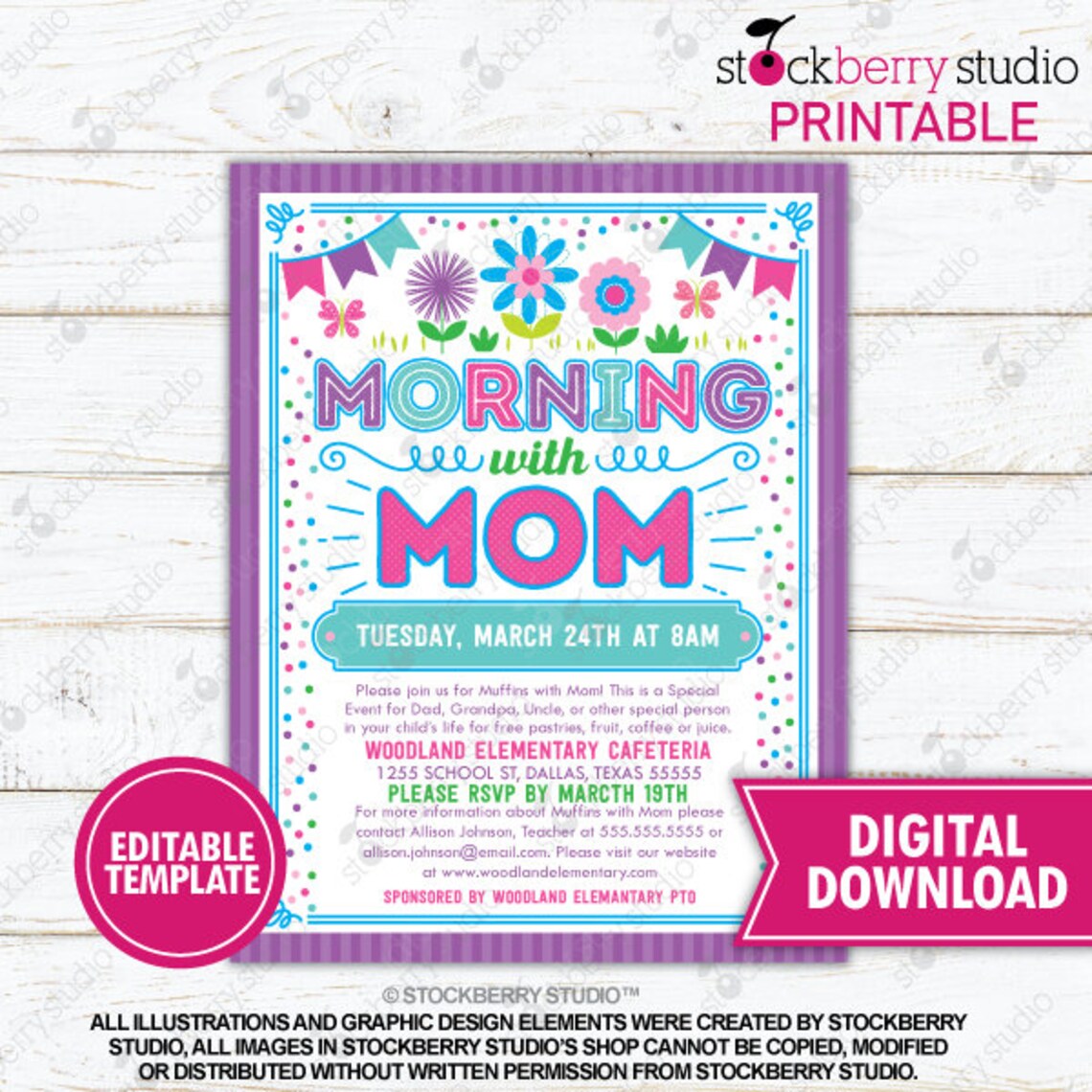 Muffins With Mom Invitation PTA School Flyer Mother's Day - Etsy