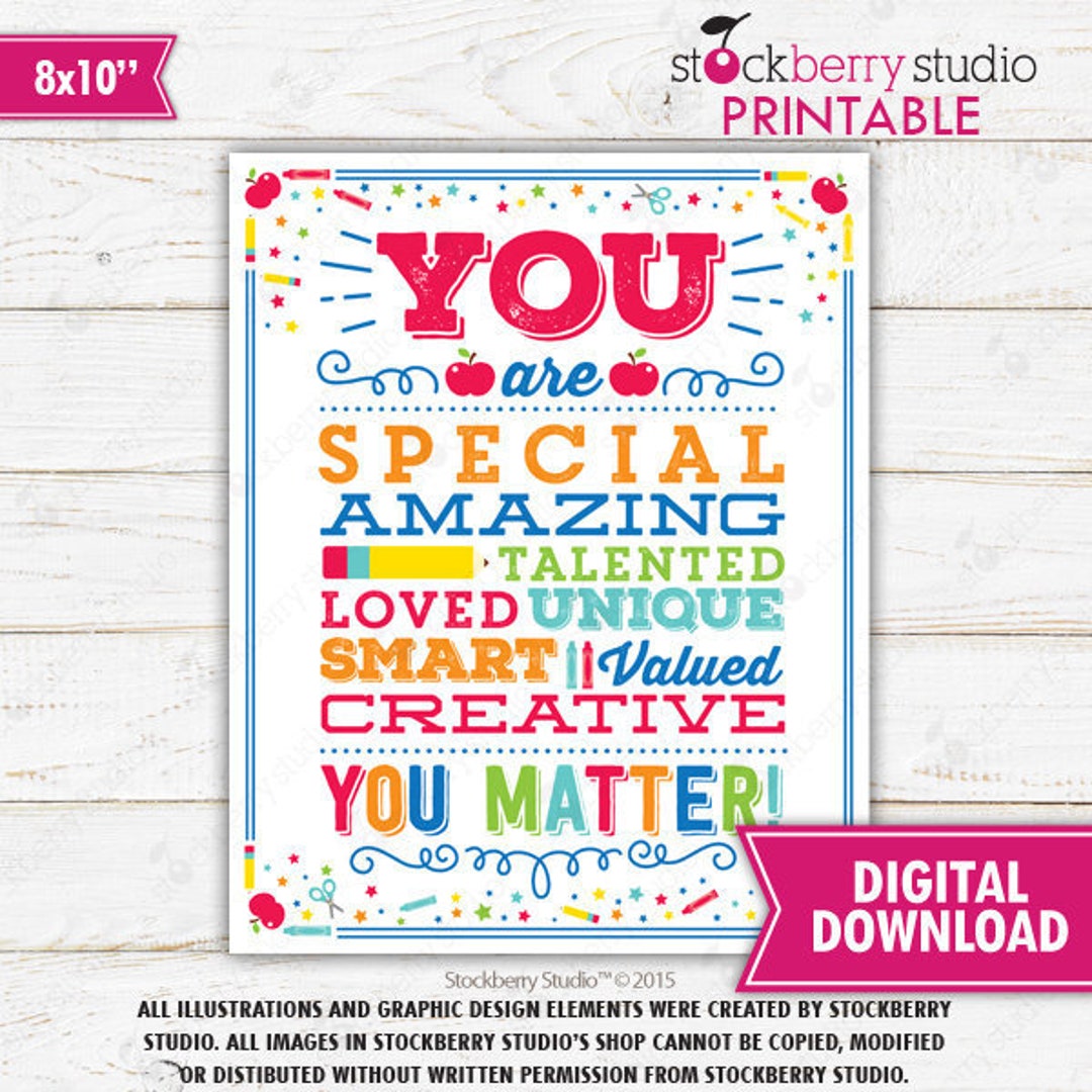 Teacher Classroom Wall Art Printables You Matter School Counseling ...