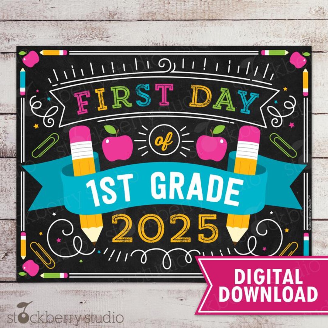 Girl First Day of 1st Grade Printable Instant Download Printable First ...