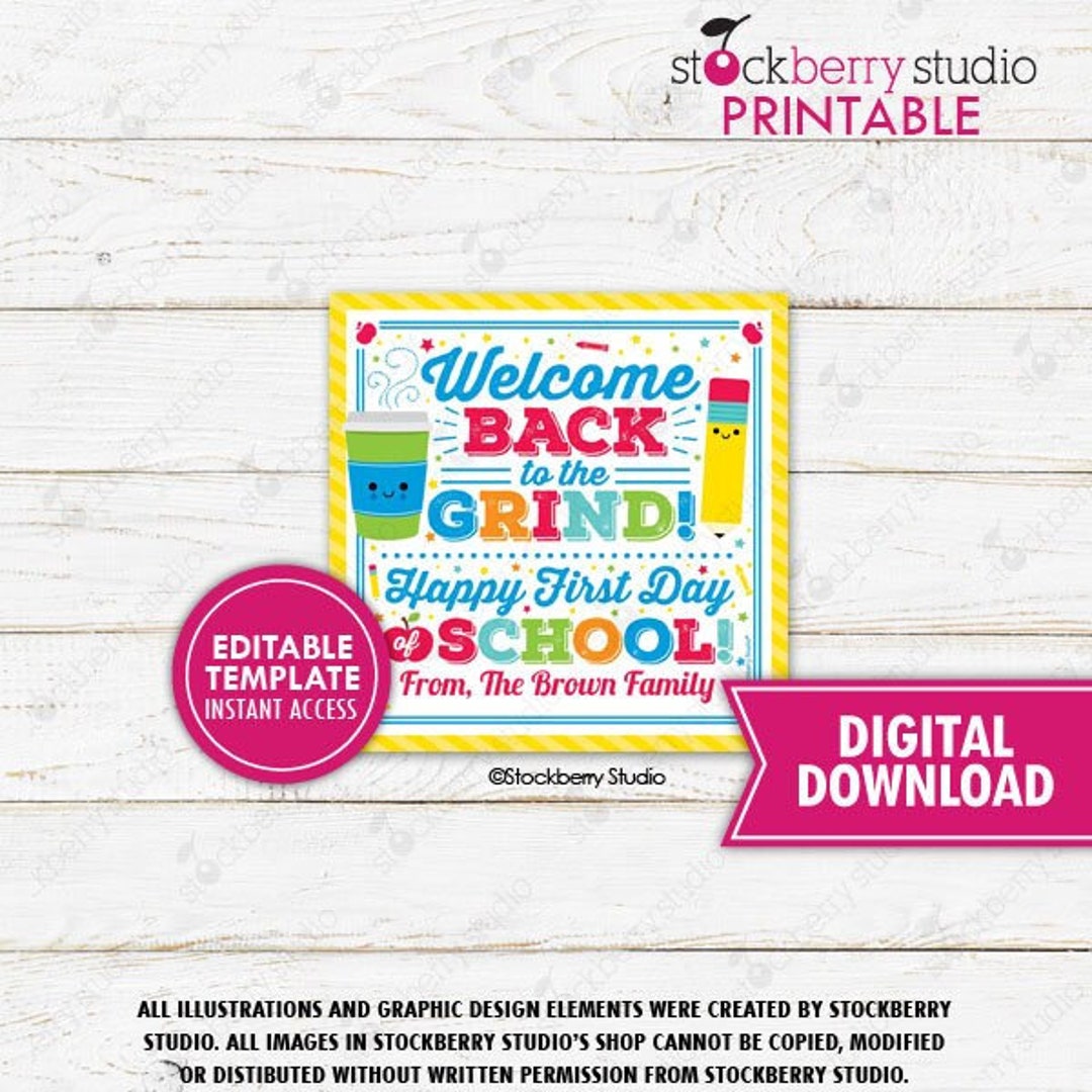 Welcome Back to the Grind Coffee Gift Tag Teacher School Staff Student ...