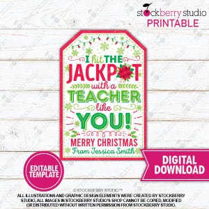 Christmas Lottery Gift Tag Hit the Jackpot Working With You Happy ...