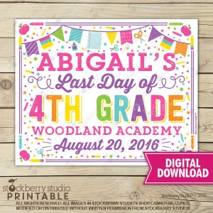 Last Day of School Sign Printable Last Day of Preschool Sign Last Day ...