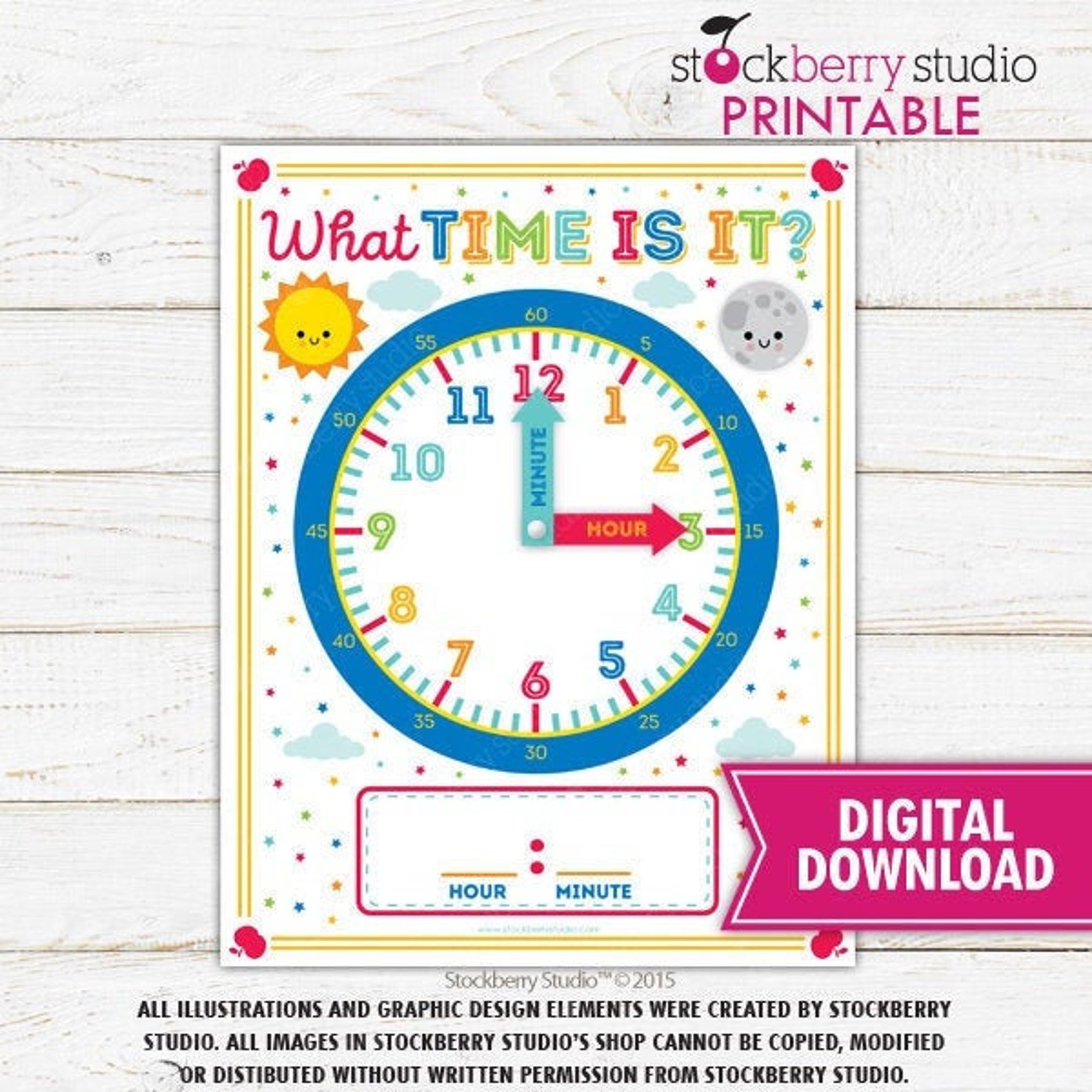 Learn Time Printable Clock Learning Time 1st Grade | Etsy