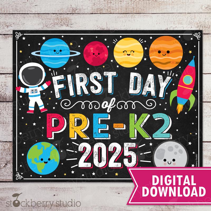 Space First Day of Pre-k2 Sign Rocket First Day of Pre K2 Sign 1st Day ...