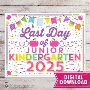 Girl First Day of Junior Kindergarten Sign Printable Back to School ...