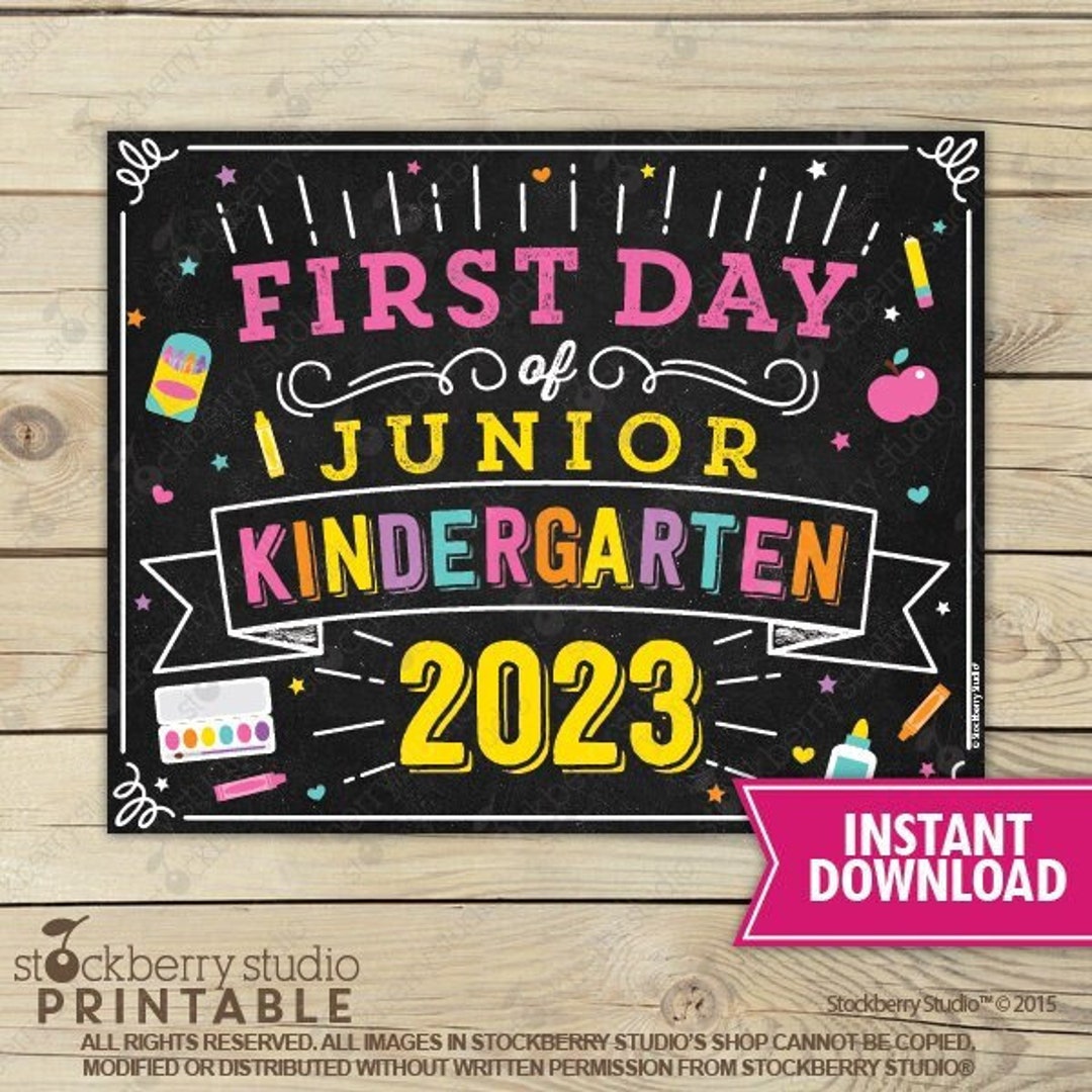 Girl First Day of Junior Kindergarten First Day of School Sign - Etsy