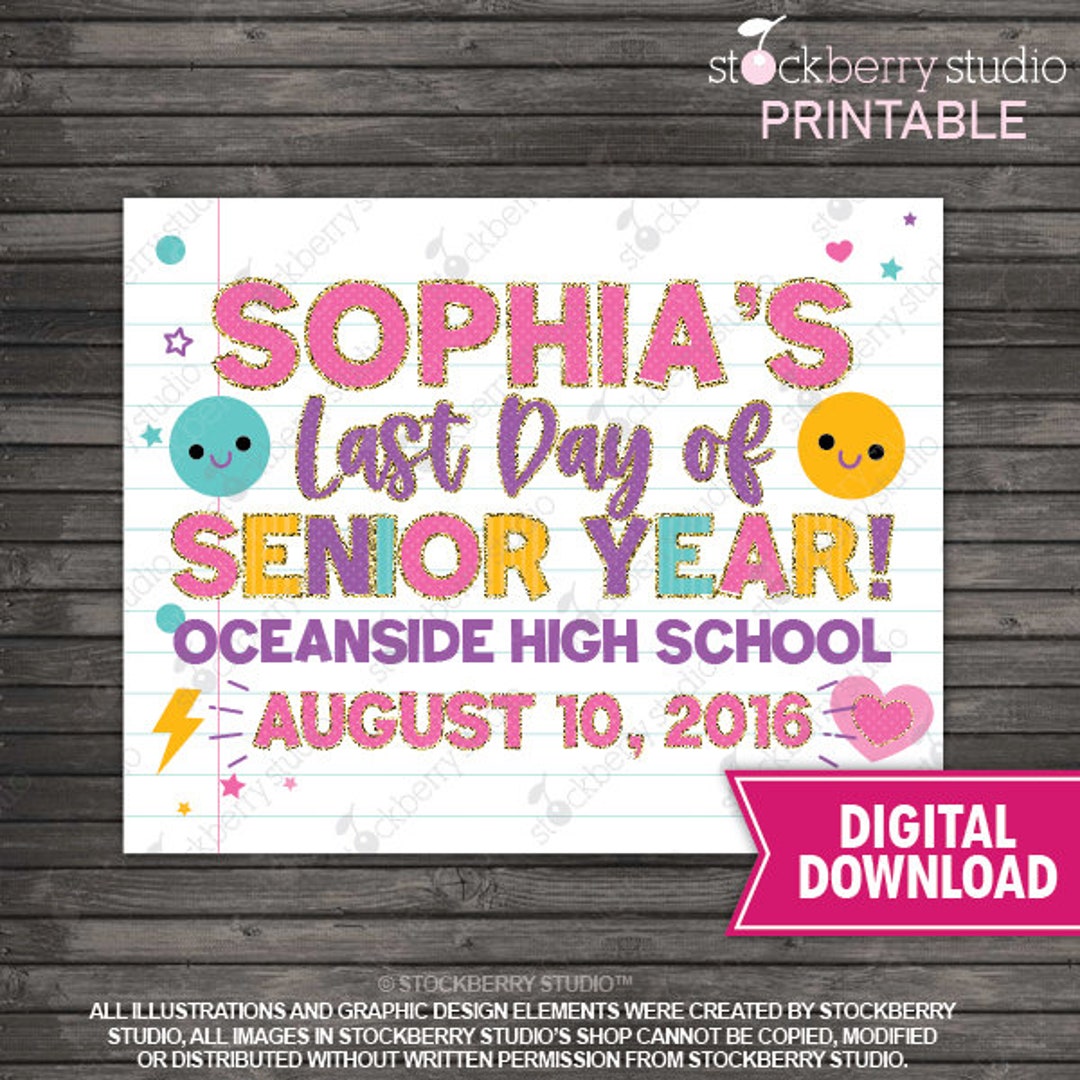 Last Day of Pre K Sign Printable Girl Last Day of Pre Kindergarten Sign ...