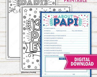 All About My Papi Fathers Day Printable Book Father's Day DIY Gift Fill ...
