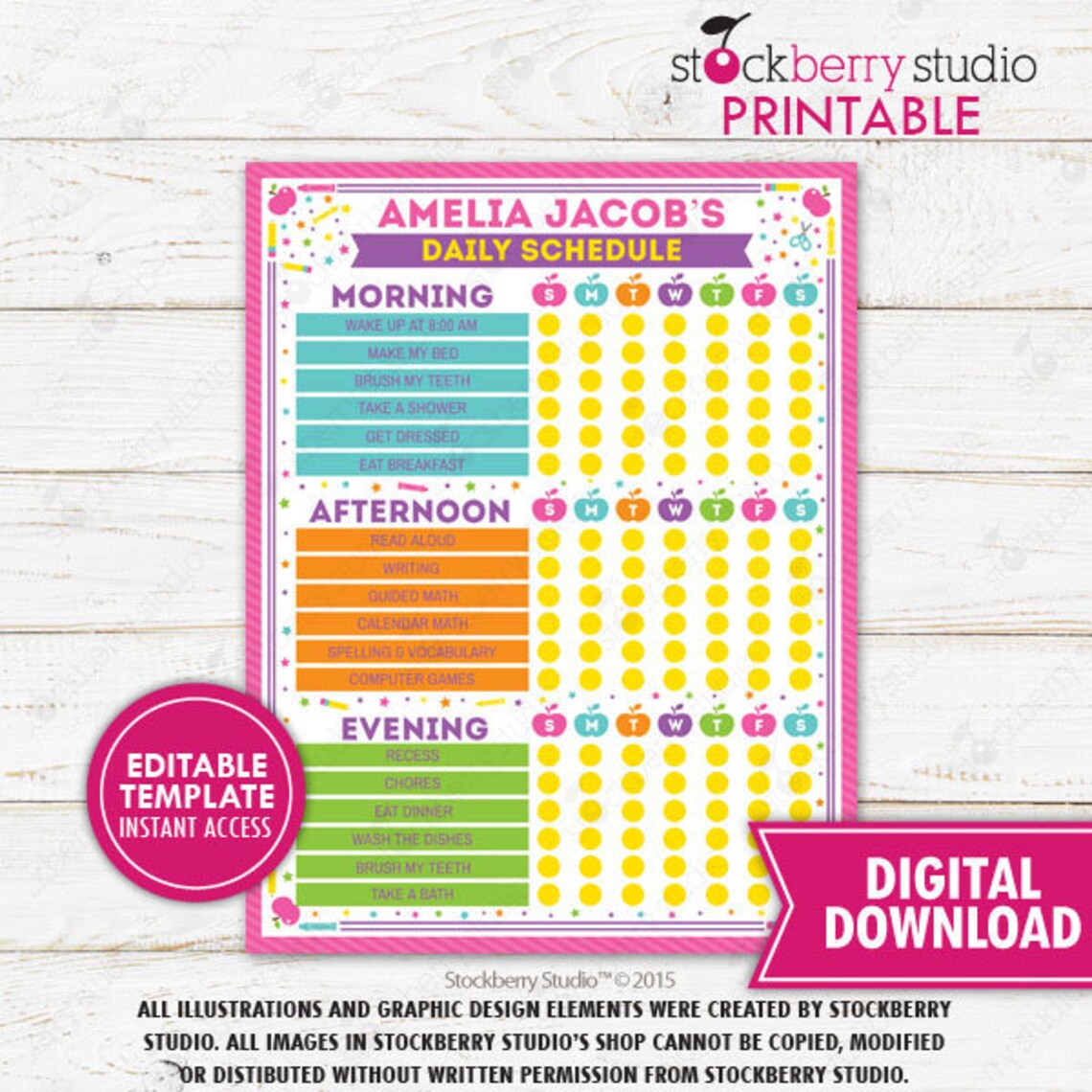 Kids Daily Schedule Girl Homeschool Schedule Kids Daily - Etsy