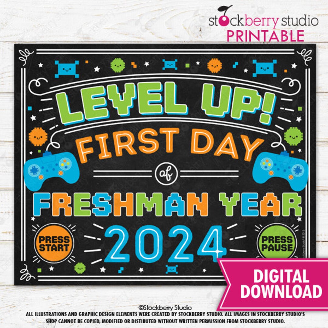 Video Game First Day of Freshman Year Sign Gamer First Day of 12th ...