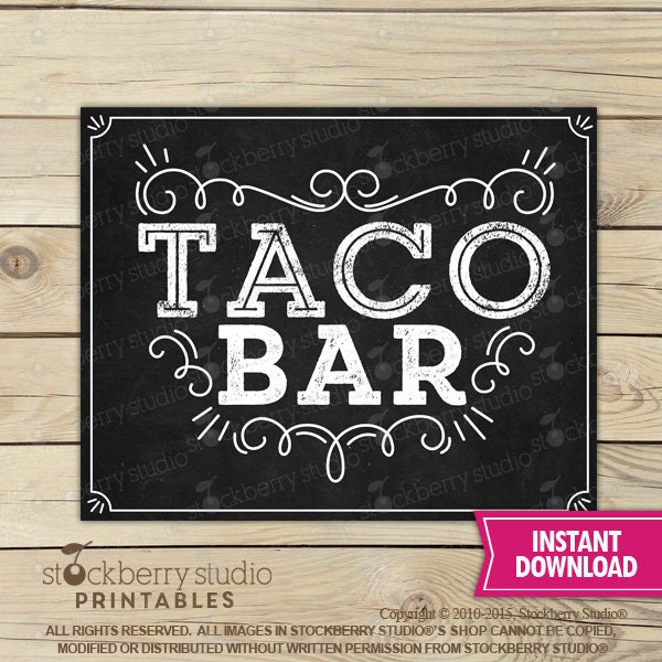 Taco Bar Sign Printable Taco Sign Taco Party Sign | Etsy