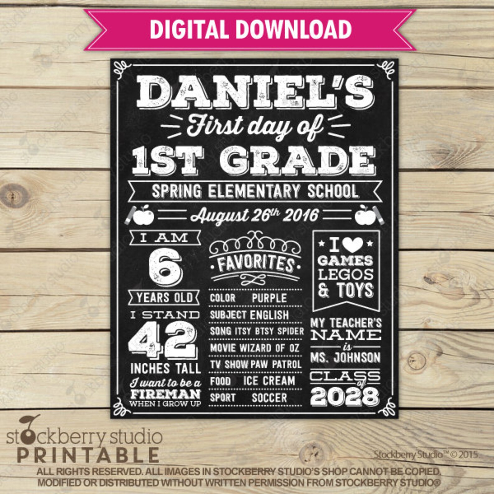 Girl First Day of School Sign Printable 1st Day of School Sign - Etsy