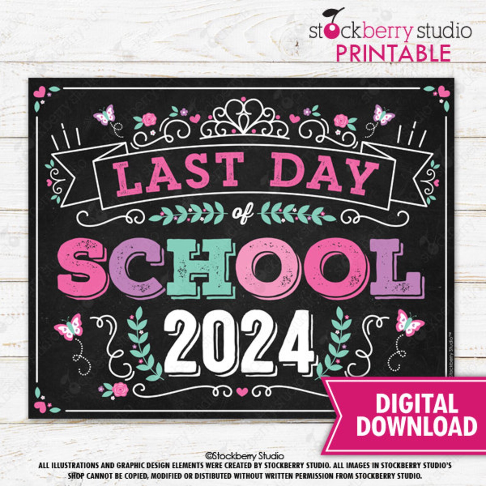 Princess Last Day of School Sign Instant Download Flower Floral Girl ...