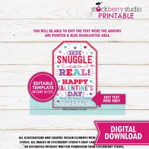 Valentine's Day Gift Tags Printable the Snuggle is Real Blanket Mitten ...