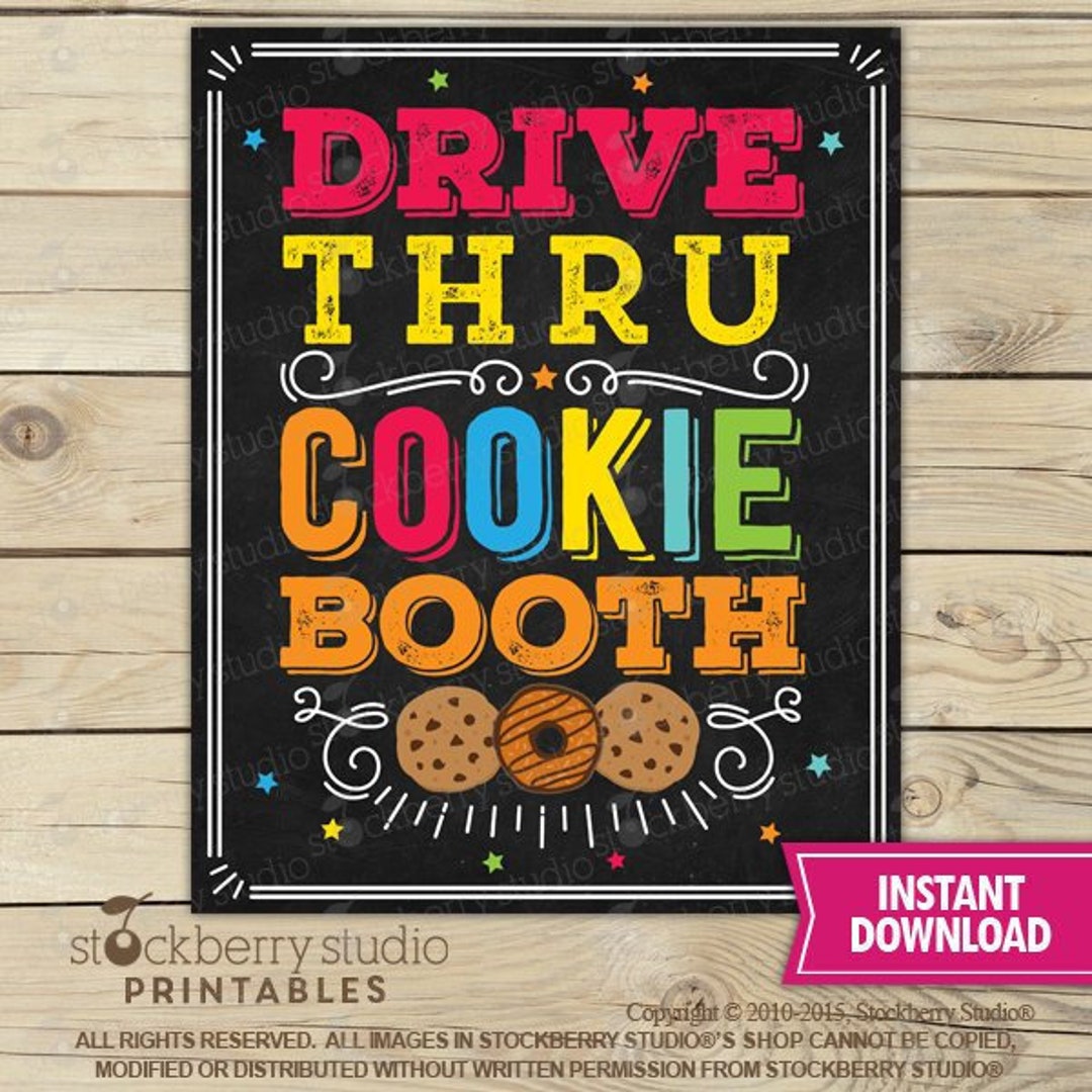 Drive Thru Cookie Booth Sign Printable - Outdoor Cookie Booth Decor ...