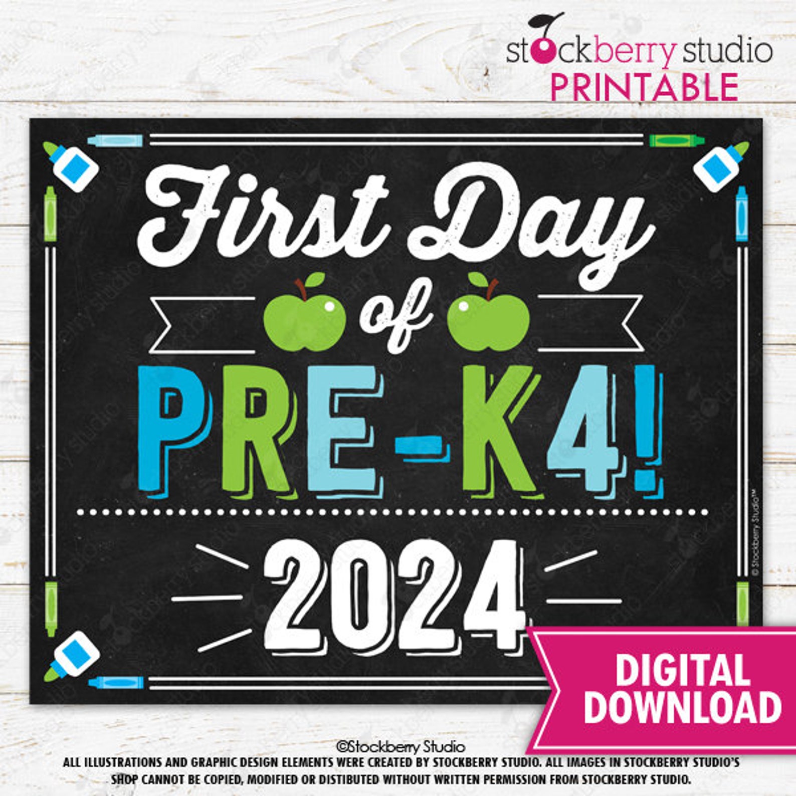 First Day of Pre K4 Sign 1st Day of School Sign Printable Photo Props ...