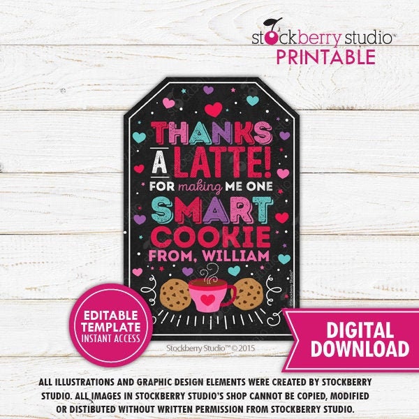 Valentine Teacher Tag Printable Valentine's Day Teacher | Etsy