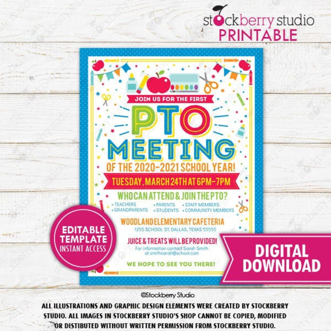 PTO PTA Meeting Informational Flyer School Fundraiser Event - Etsy