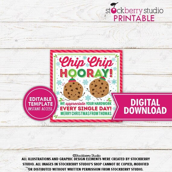 Christmas Cookie Gift Tag Printable Editable Thank You Labels Editable ...