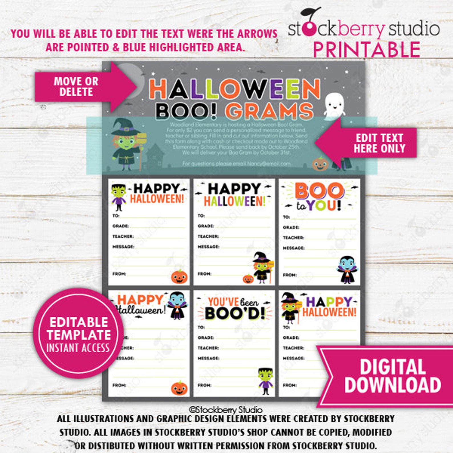 Halloween Candy Gram Flyer Halloween Boo Gram Form Fall Trunk or Treat ...