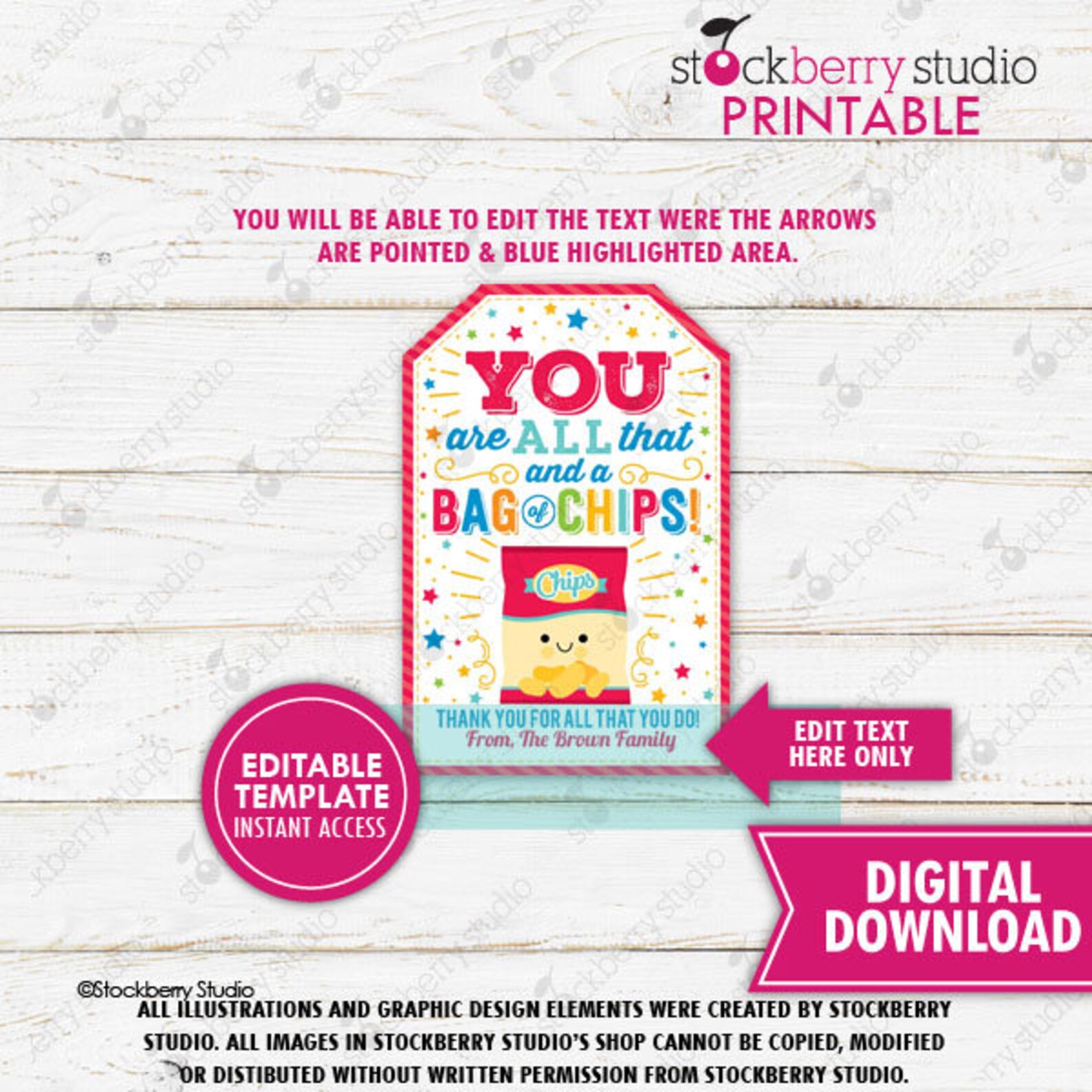 Chips Gift Tag You Are All That and a Bag of Chips Tag Teacher - Etsy