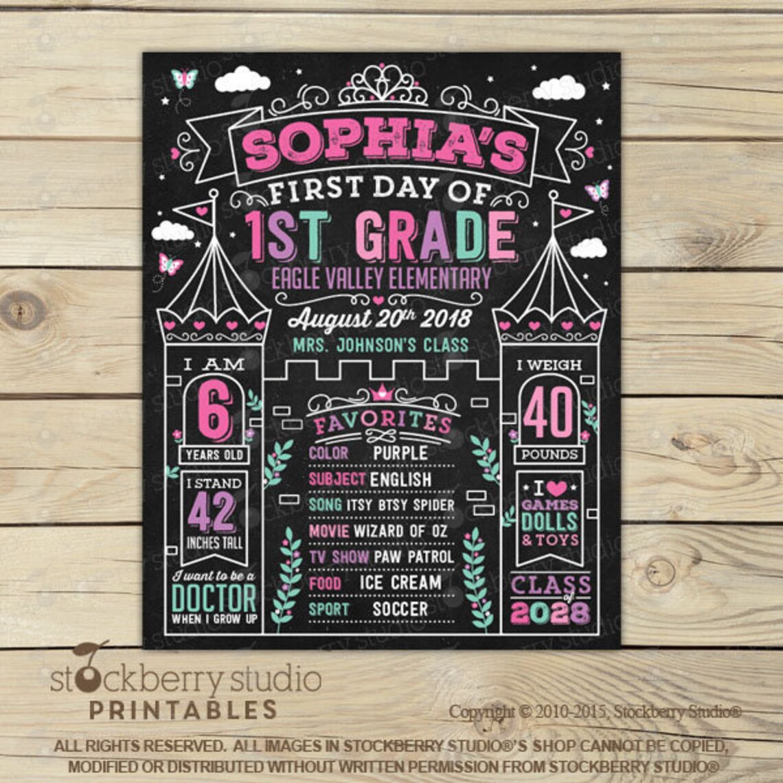 Princess First Day of School Sign Girl First Day of School - Etsy