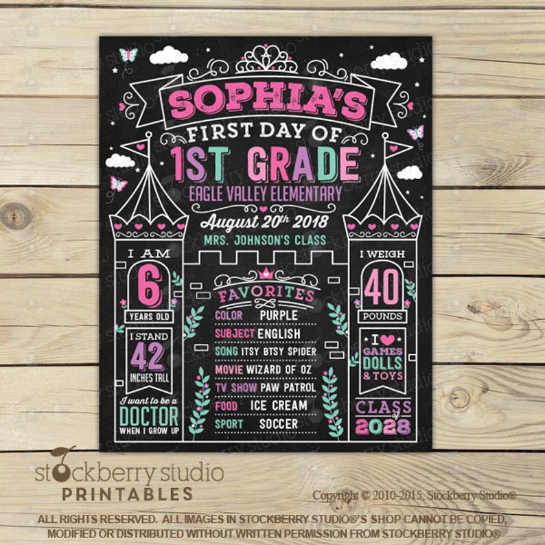 Princess First Day of School Sign Girl First Day of School - Etsy