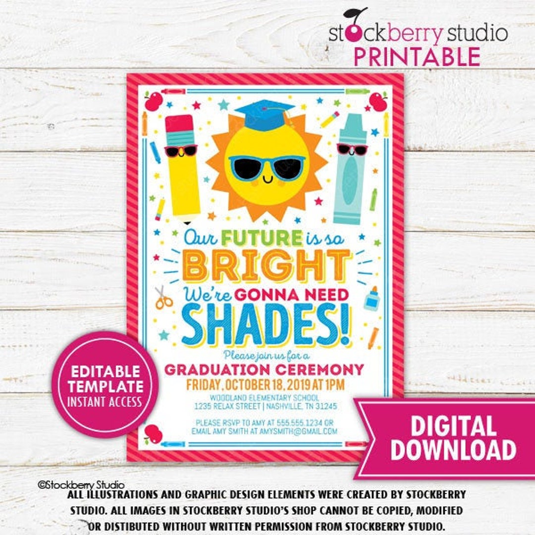 Kindergarten Graduation Invitation Pre K Ceremony Preschool Graduation ...