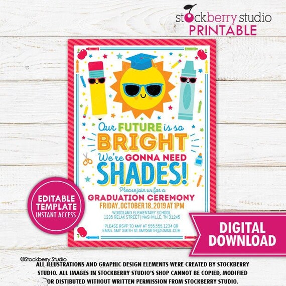 Kindergarten Graduation Invitation Pre K Ceremony Preschool - Etsy