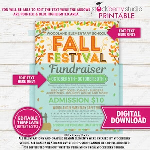 Fall Festival Fundraiser Flyer Printable Editable Harvest Halloween ...