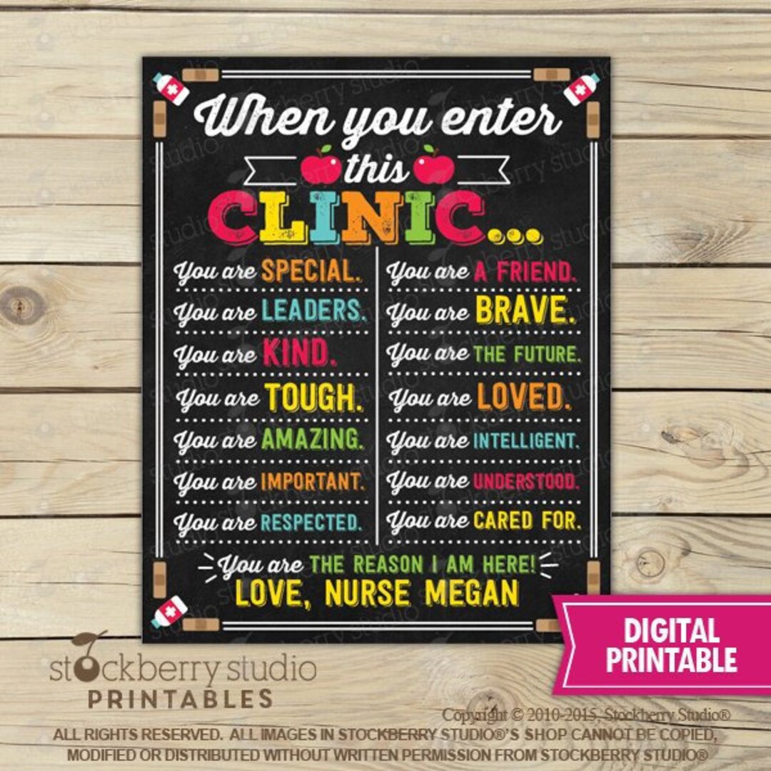 School Nurse Sign Printable School Health Room Office Poster School ...