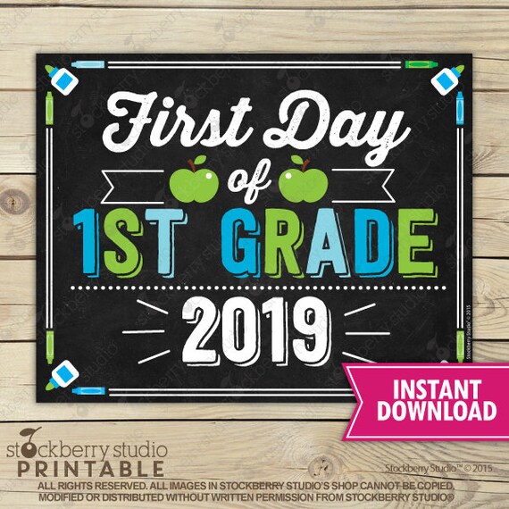 Boy First Day of 1st Grade Sign 1st Day of School Printable | Etsy