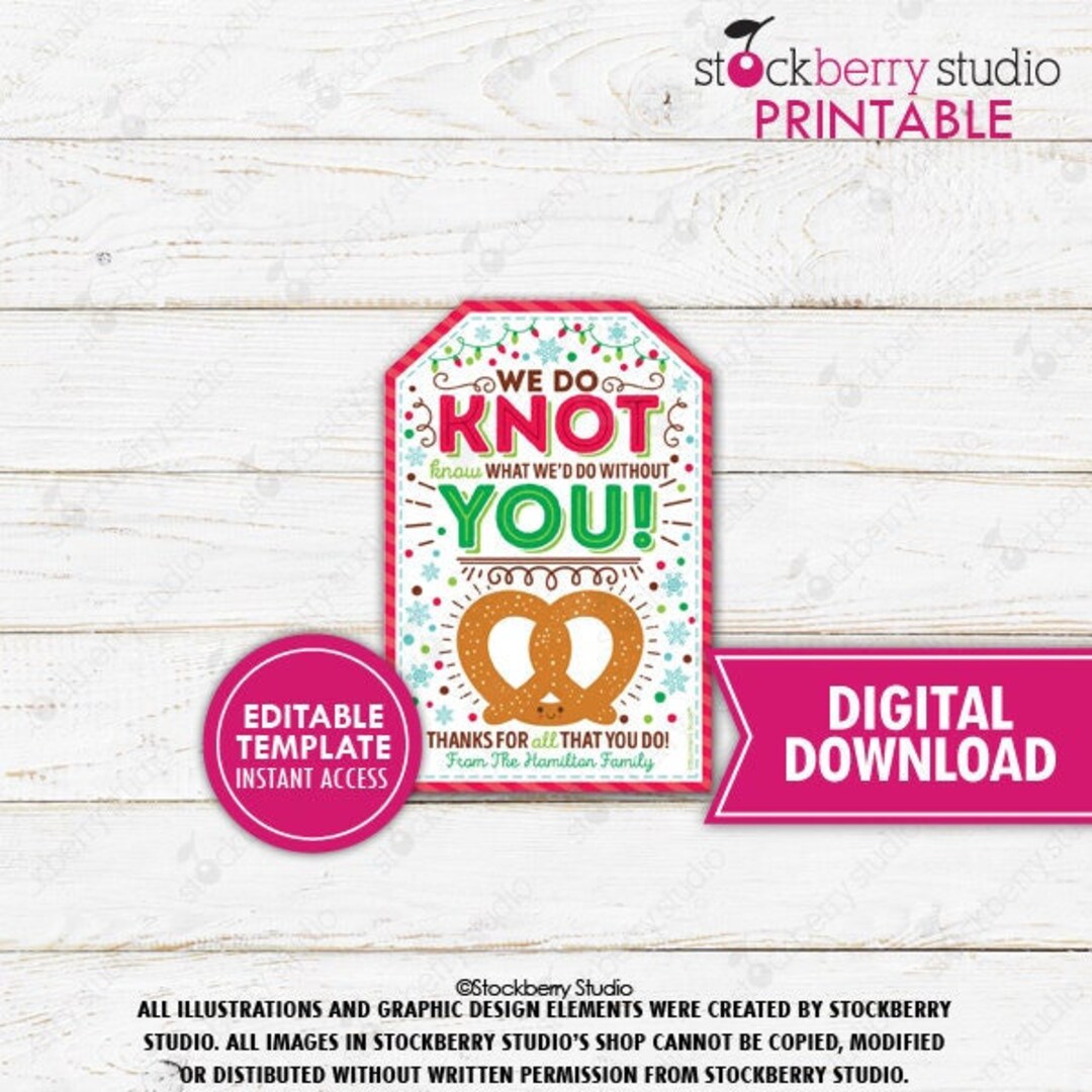 Christmas Pretzel Gift Tag We Do Knot Know What We'd Do Without You ...